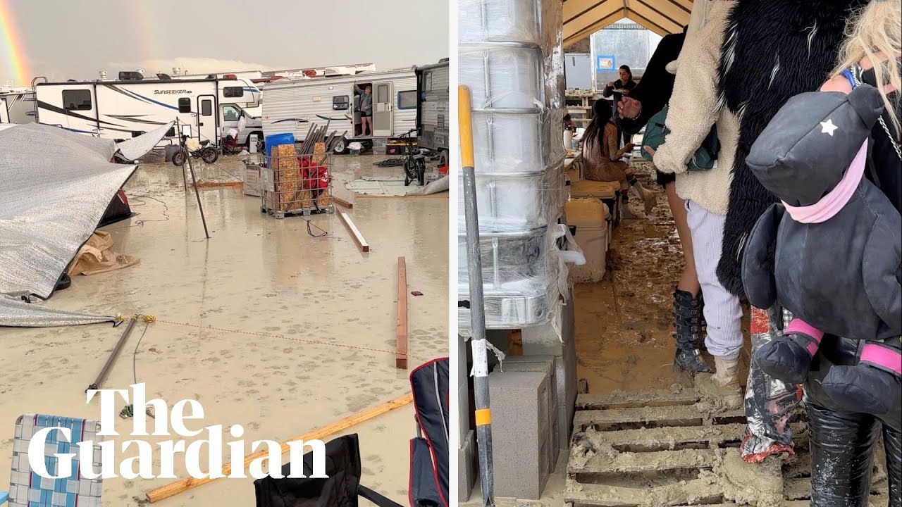 Burning Man festivalgoers surrounded by mud in Nevada desert - The ...