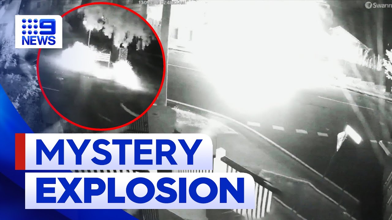 CCTV footage captures mystery explosion on Brisbane street | 9 News ...