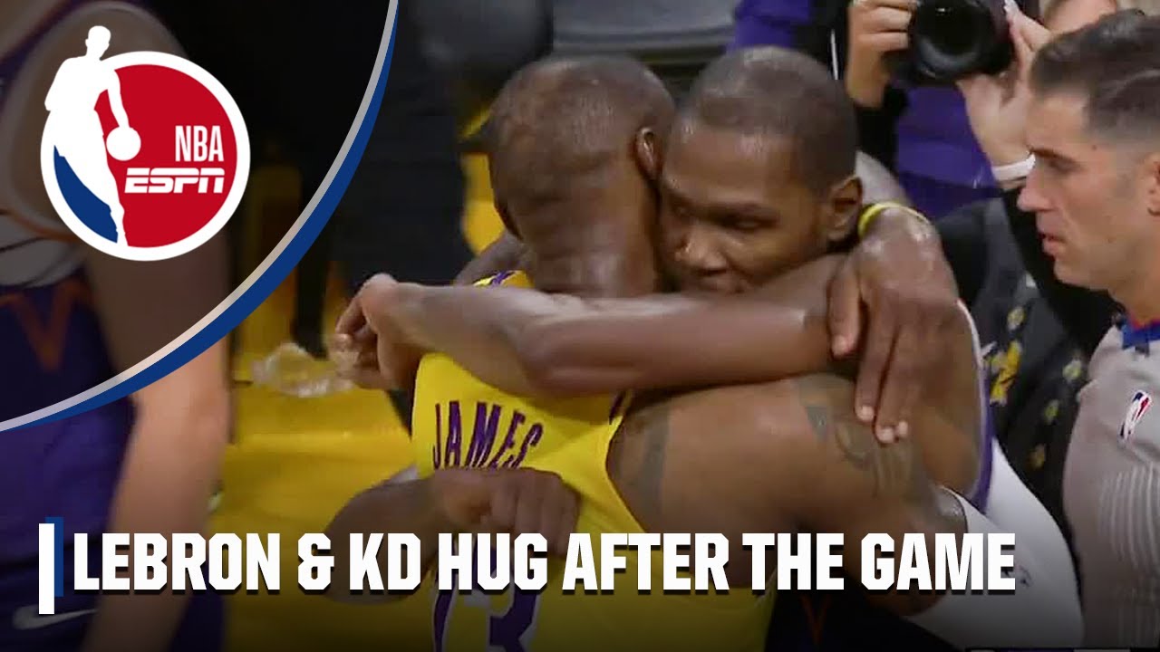 LeBron James and Kevin Durant embrace after the final buzzer | NBA on ...