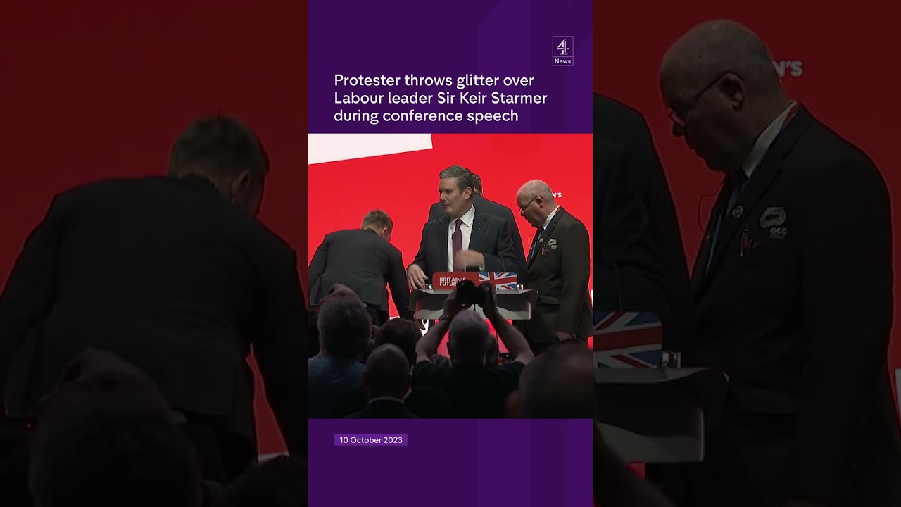 Protester throws glitter over Labour leader Starmer during conference ...