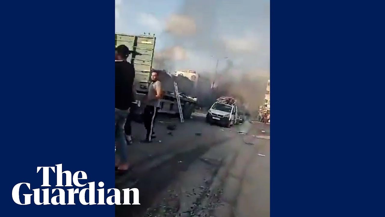 Footage shows moments after airstrike hits civilian convoy fleeing Gaza ...