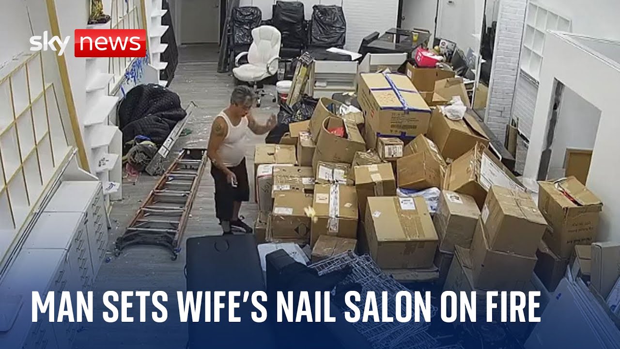 New York: Footage shows moment man sets wife's nail salon in the Bronx ...