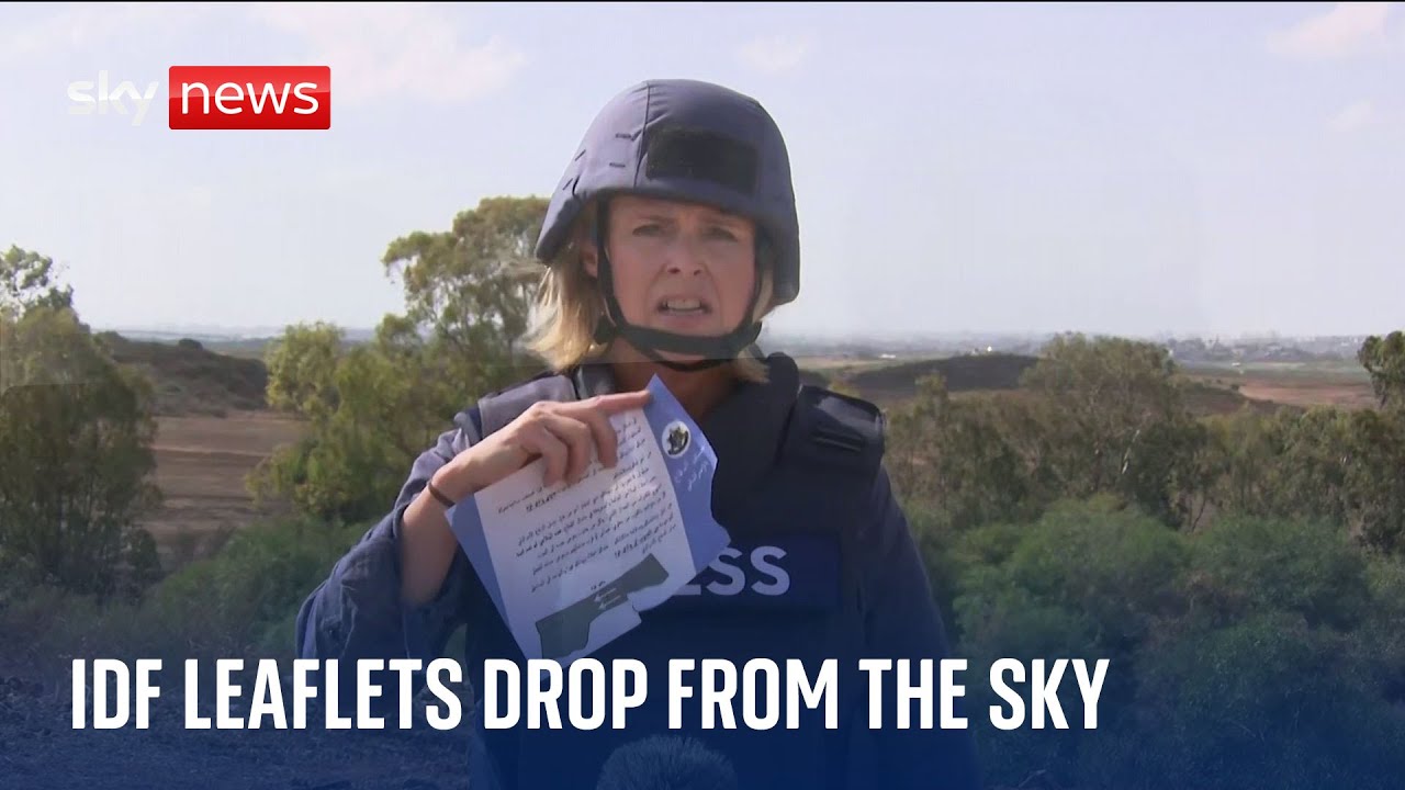 Israel-Hamas war: Moment IDF leaflets warning Gazans drop from the sky ...