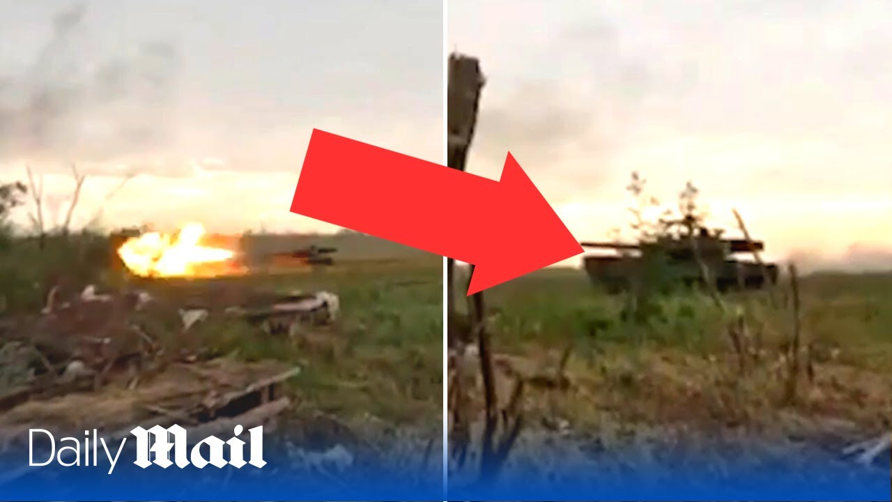 Ukraine troops cheer on Leopard tank as it blasts Russian trenches near ...