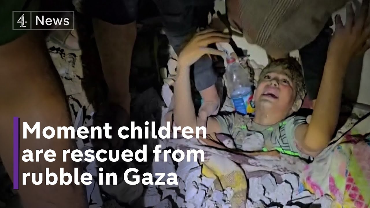 Moment Palestinians rescue children from rubble in Gaza - The Global Herald