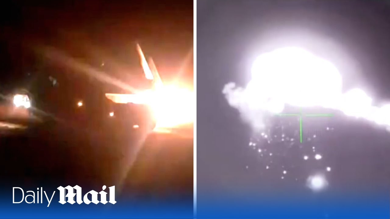 Ukrainian soldiers cheer as Russian missile is shot down by their air ...