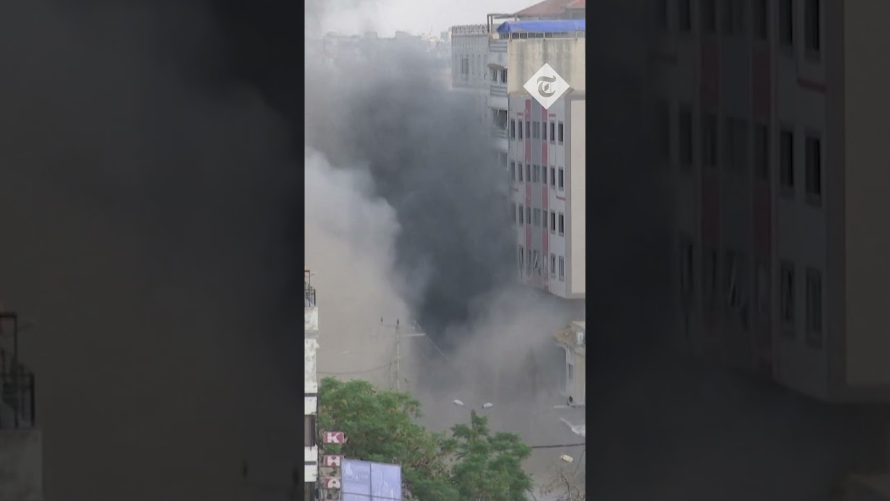 Moment Gaza's National Bank building hit by Israeli air strike - The ...
