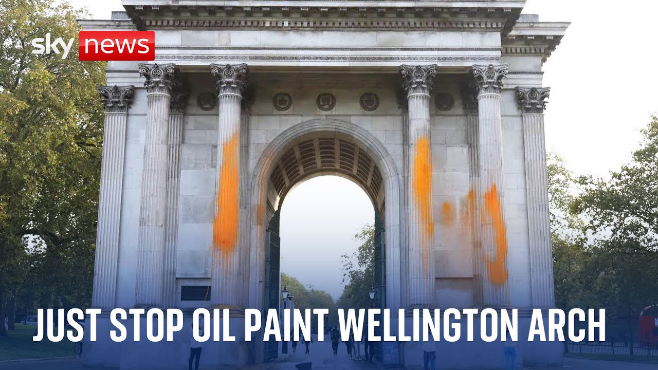 Three arrests after Just Stop Oil protesters spray orange paint on ...
