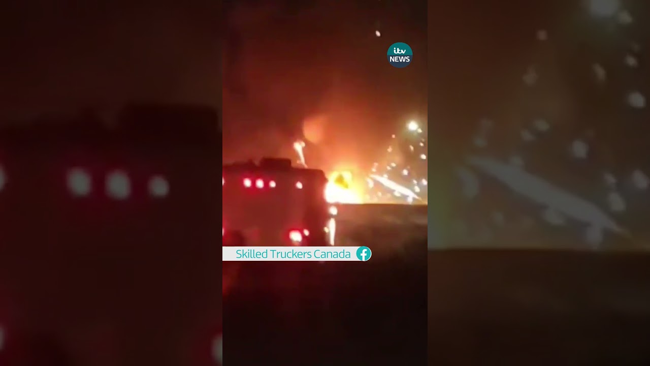 Drivers treated to accidental firework display after crash #itvnews # ...