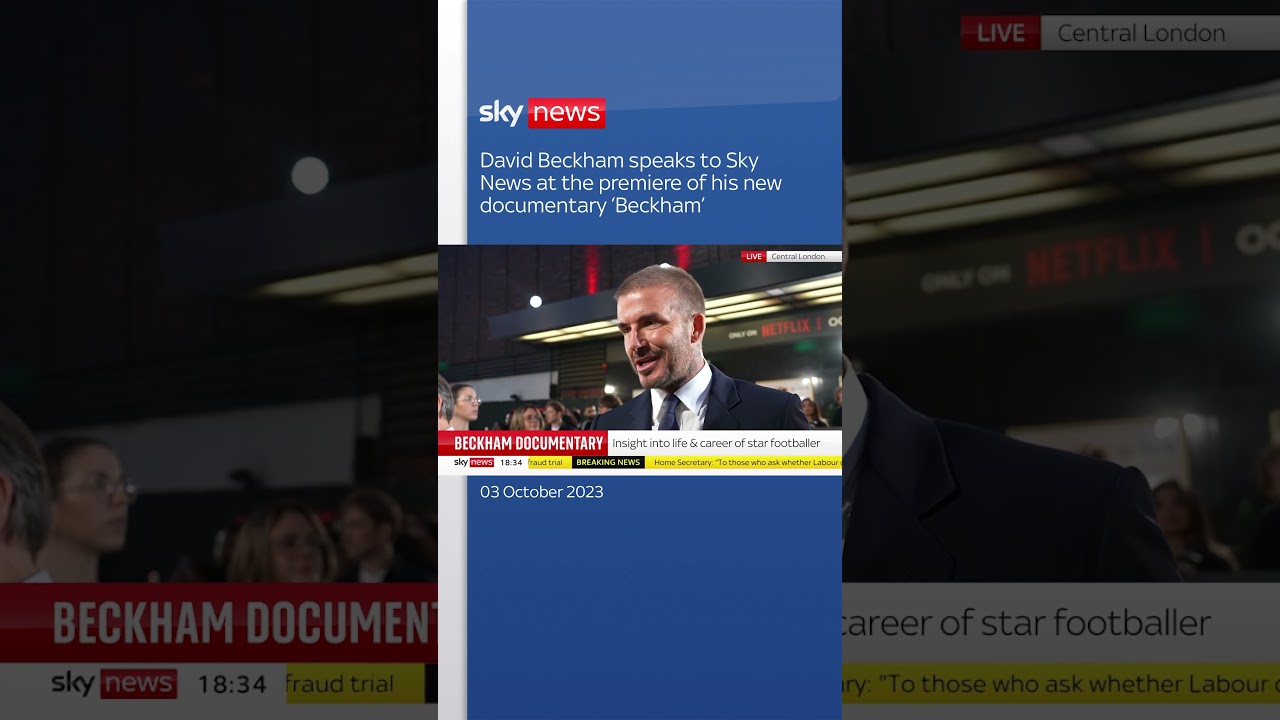 David Beckham speaks to Sky's Katie Spencer at the premiere of his ...