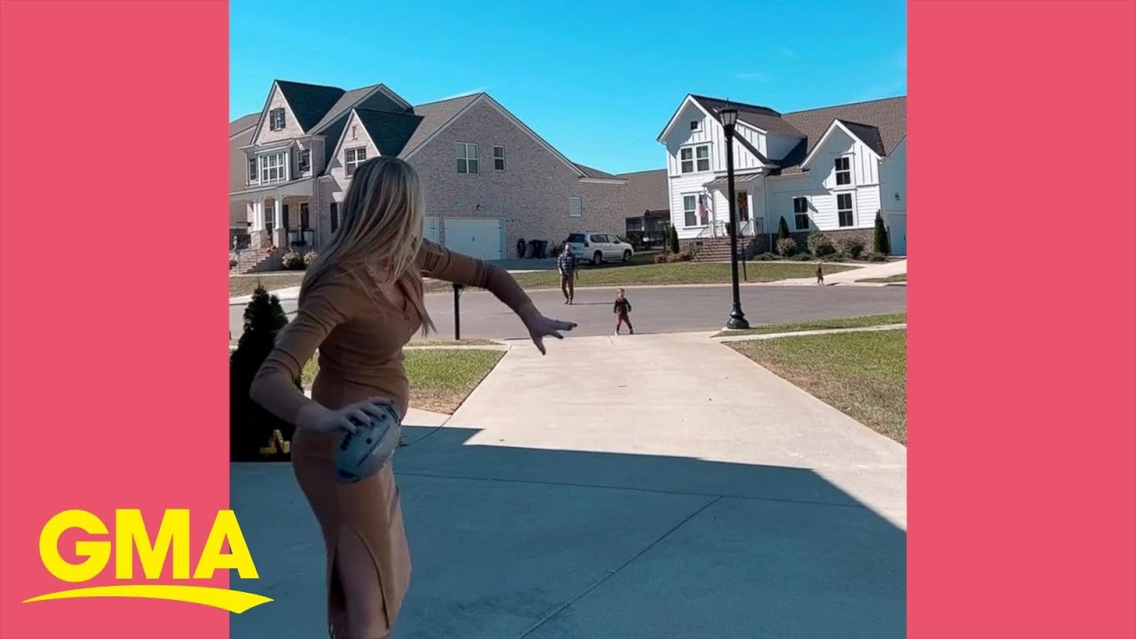 Watch this pregnant mom show off her impressive football throwing arm ...