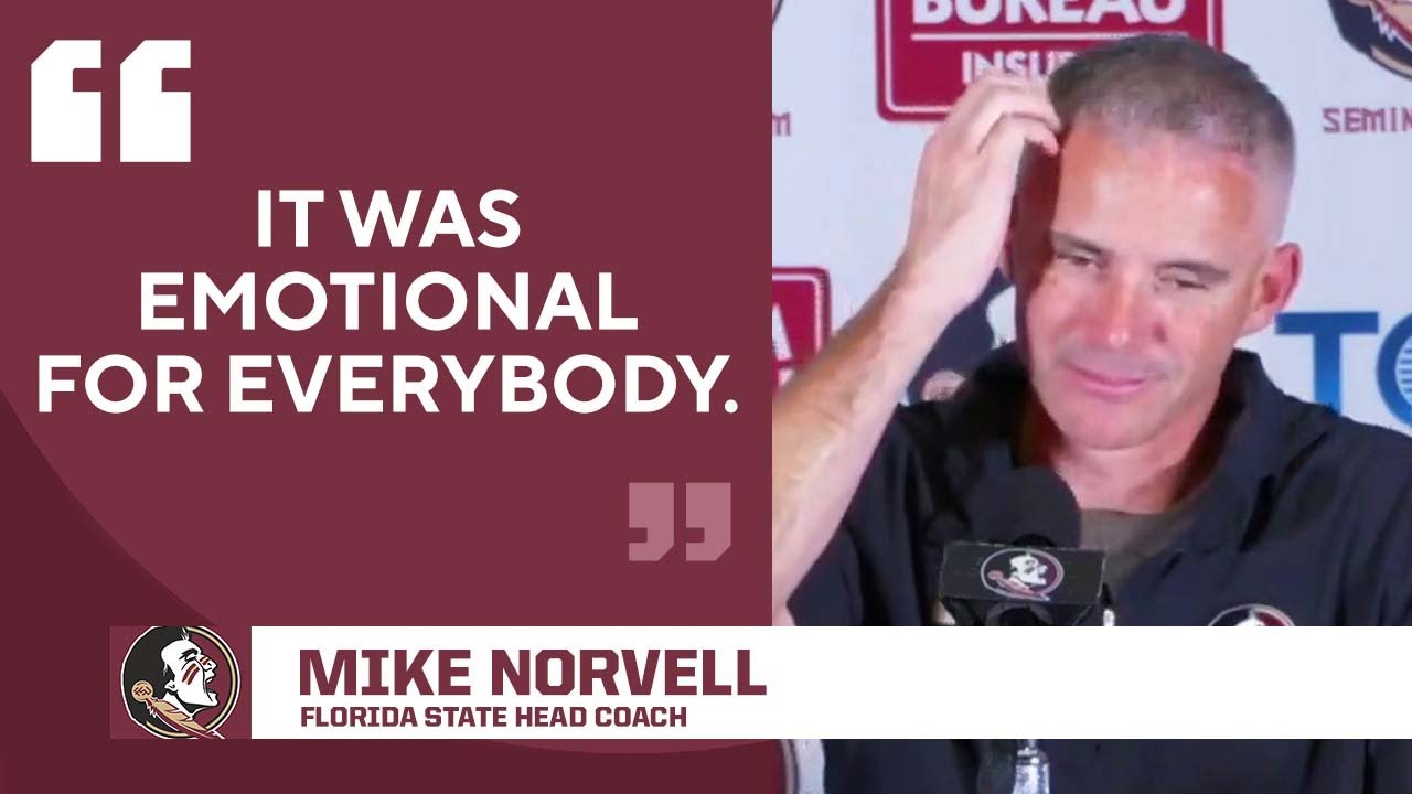 FSU Head Coach Mike Norvell Gets EMOTIONAL When Talking About Jordan ...