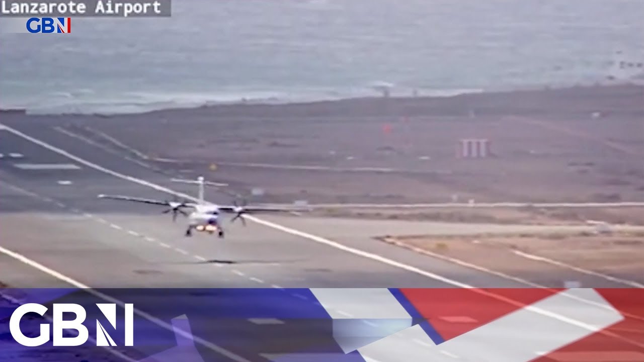 Spanish plane bounces UNCONTROLLABLY on Lanzarote runway in terrifying ...