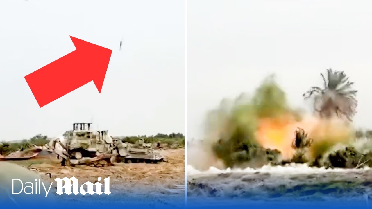 Moment IDF armoured Puma vehicle destroys Hamas mines in the Gaza Strip ...