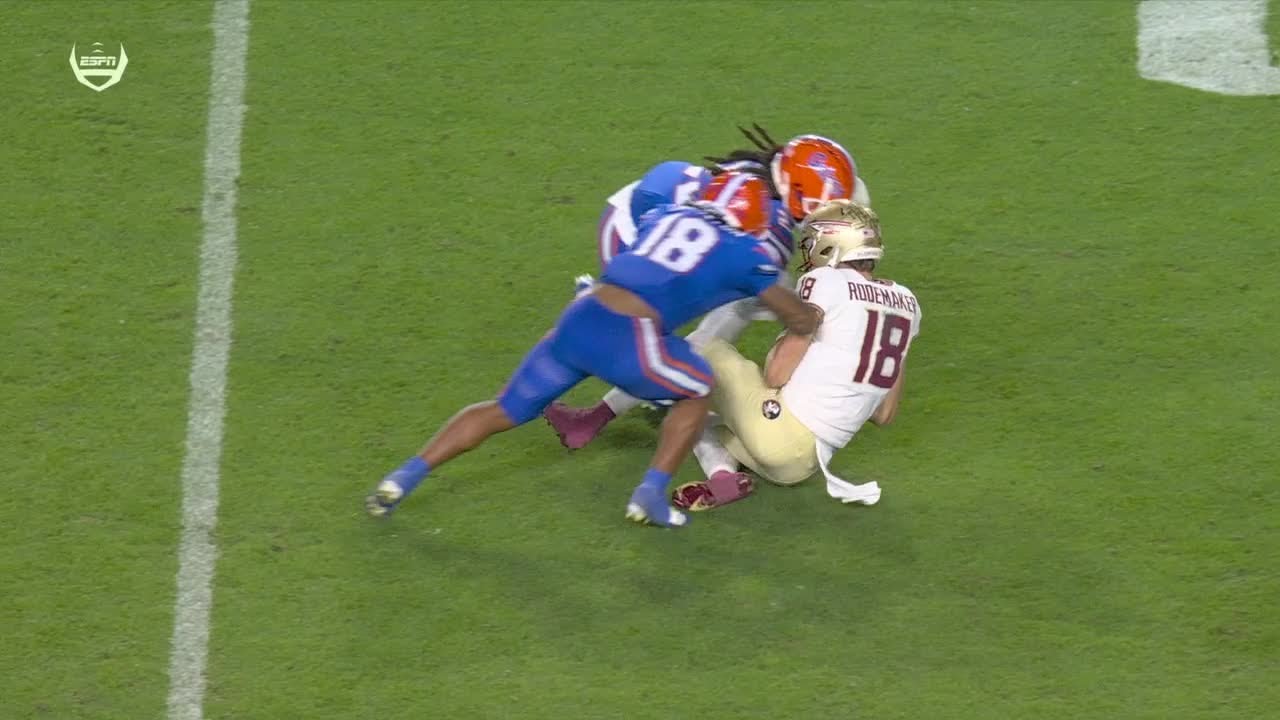 Florida’s Jaydon Hill ejected for targeting hit on FSU’s Tate Rodemaker ...
