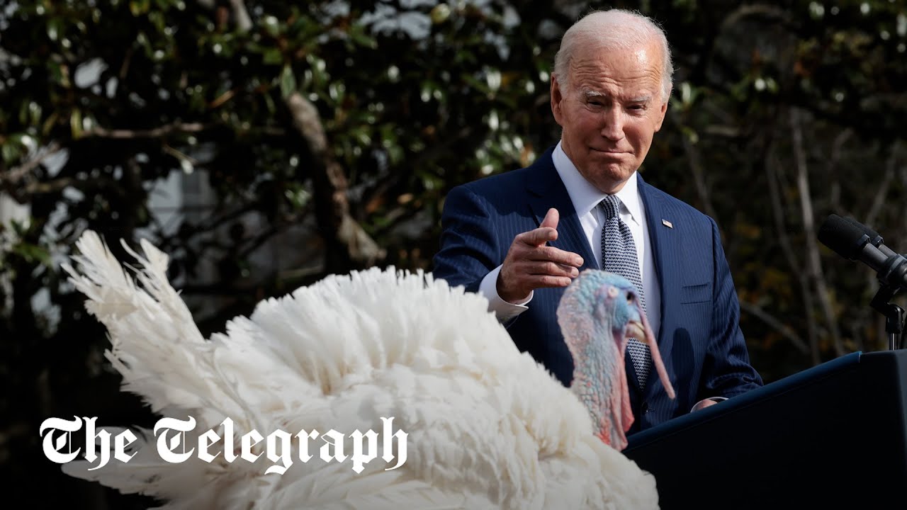 US president Joe Biden makes quips about his age at Thanksgiving turkey ...