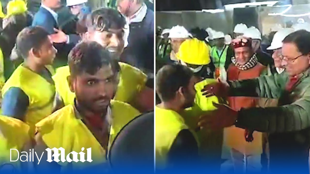 First rescued Indian workers are embraced after 17 days trapped in ...