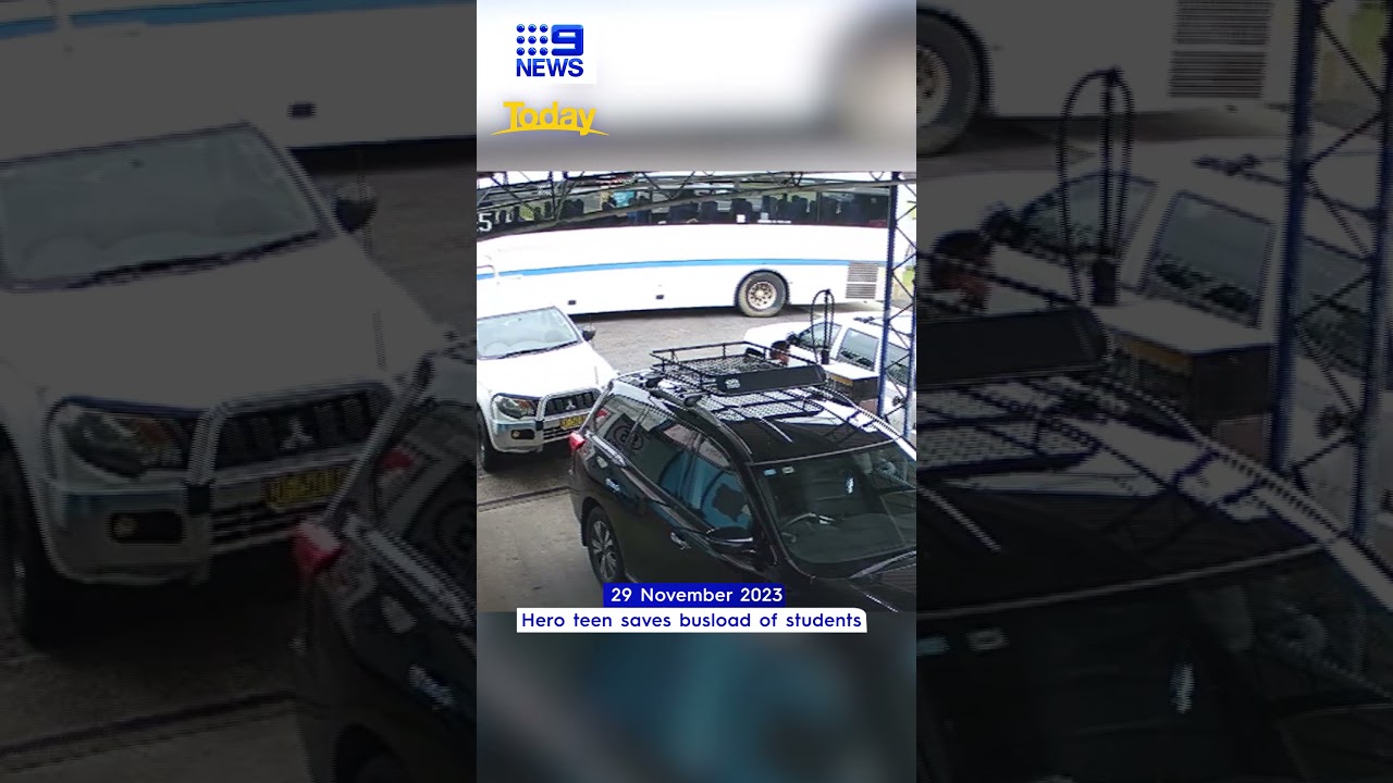 CCTV footage captures teen stopping runaway bus in NSW | 9 News ...