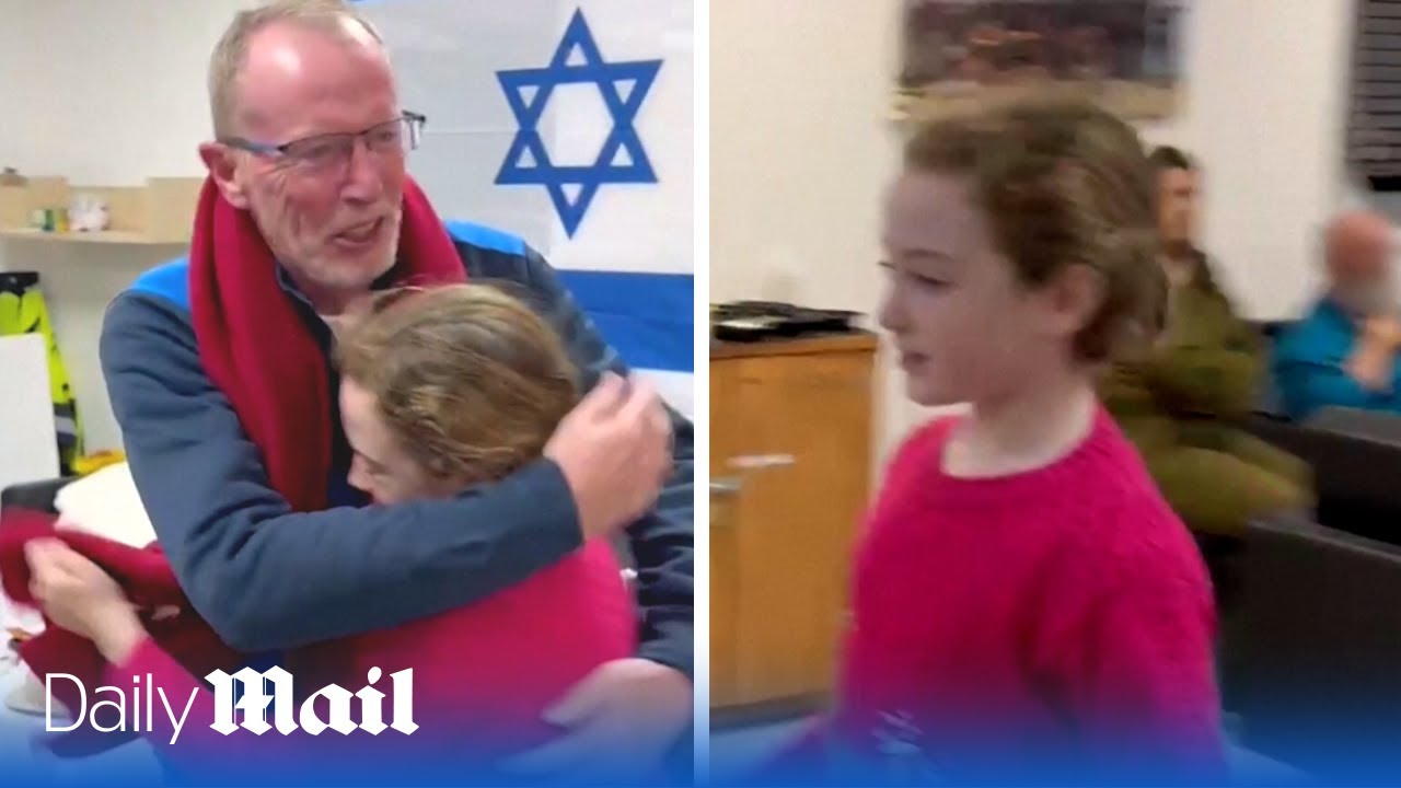 Moment Israeli-Irish girl reunites with devoted father after 50 days as ...