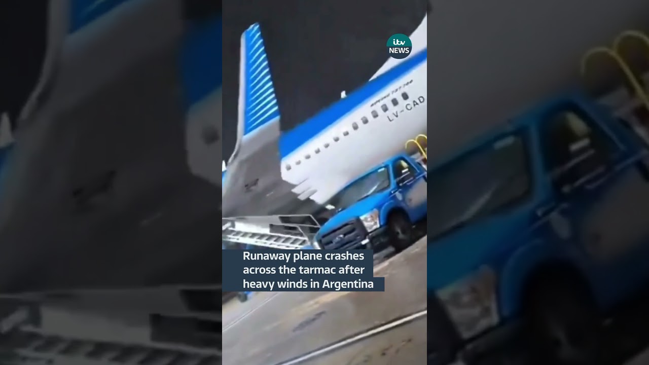 Runaway plane blown across tarmac after winds in #argentina #itvnews ...