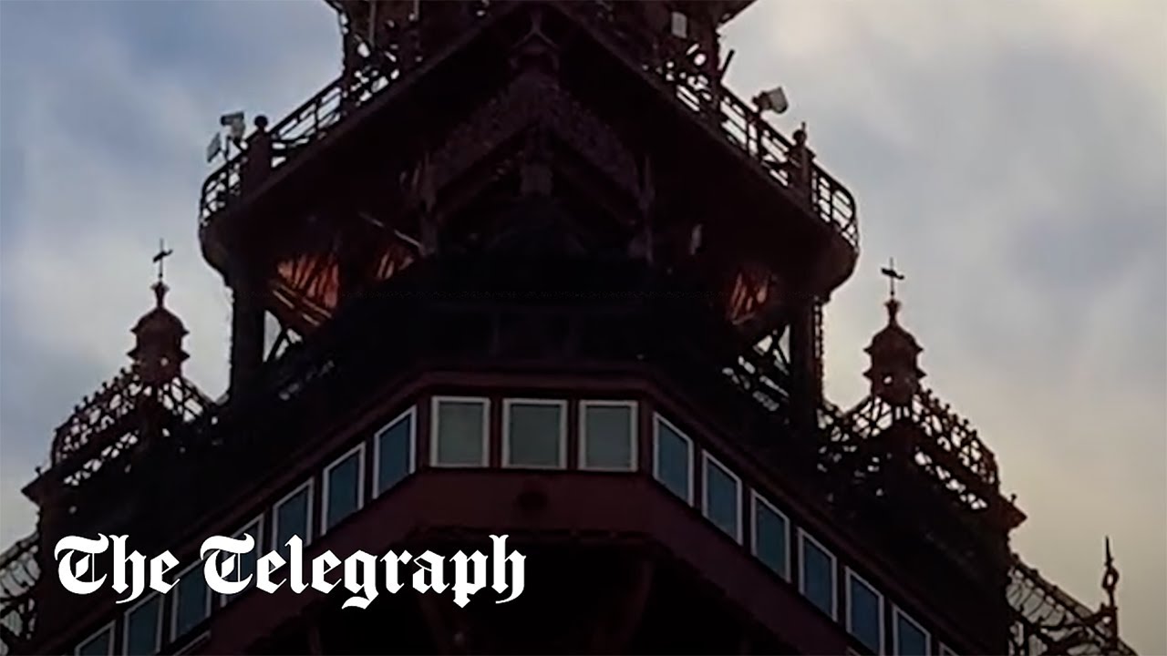 Blackpool Tower on fire with six fire engines and specialist climbing ...