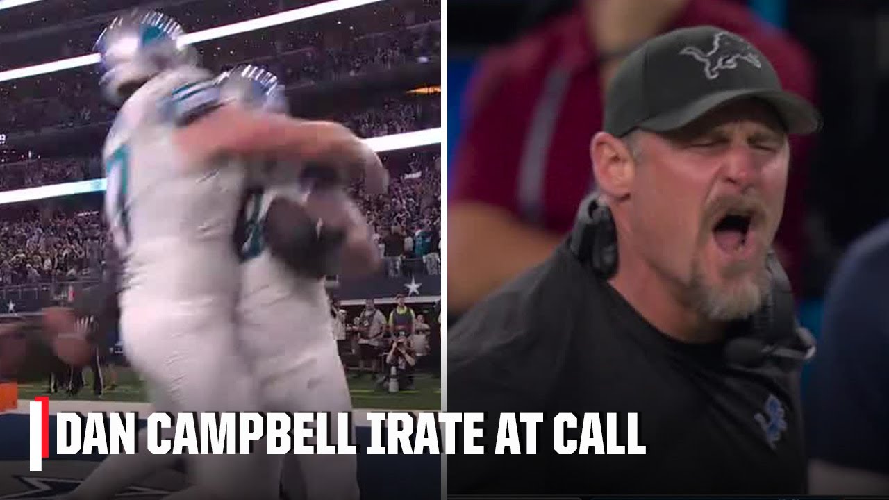 Dan Campbell IRATE after illegal touching call makes Lions re-try 2-PT ...