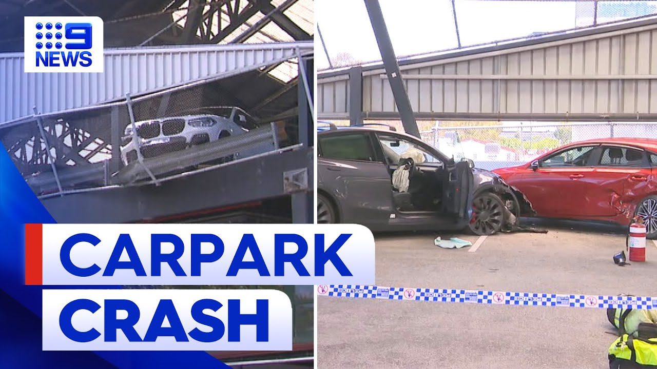 South Melbourne carpark closes after Tesla driver crashes | 9 News ...