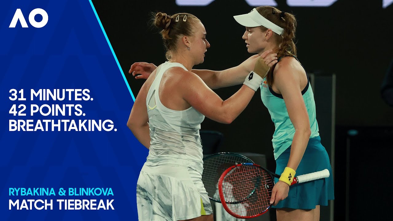 The Longest Singles Tiebreak in Grand Slam History! | Rybakina v Blinkova | Australian Open 2024 ...