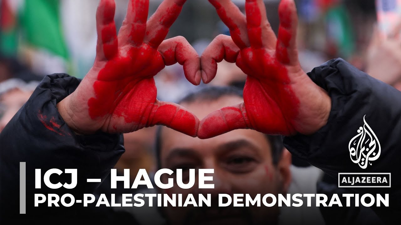 ICJ protest in the Hague hundreds join pro-Palestinian demonstration ...