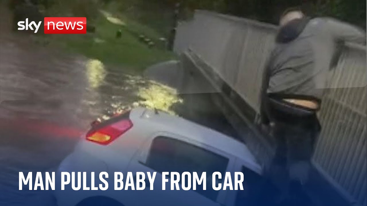 Storm Henk: Man rescues three-year-old girl from car in swollen river ...