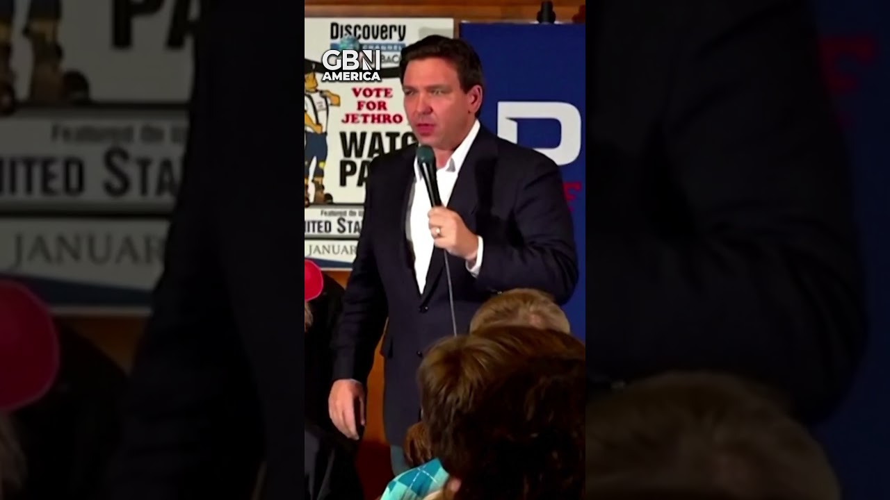 Florida Governor Ron DeSantis confronts heckler at a campaign in Ames ...