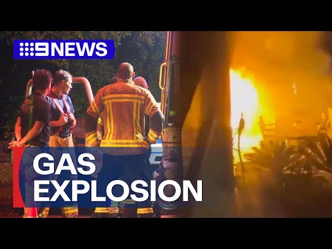BBQ gas bottle explosion causes fire injuring two | 9 News Australia ...