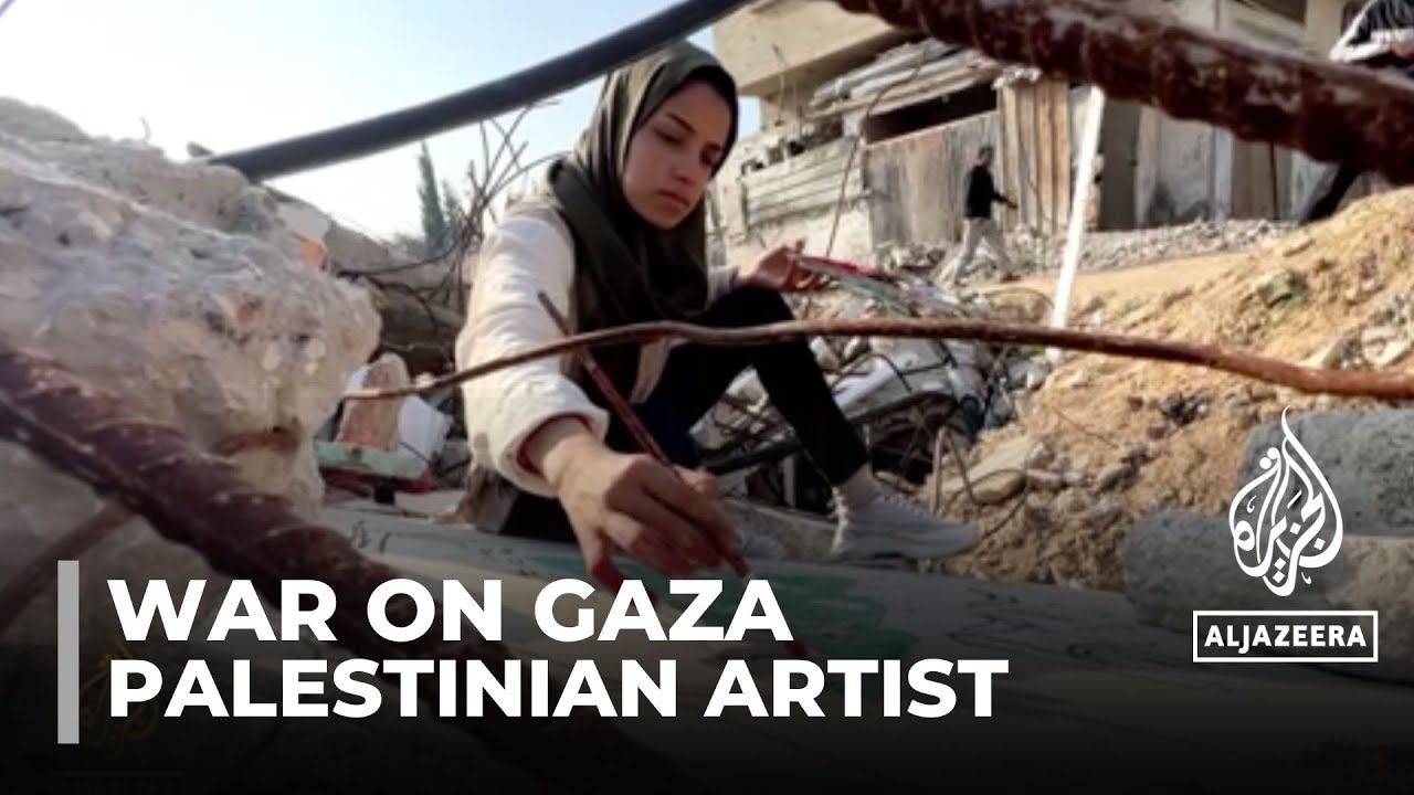 Art for peace: Palestinian artist conveys plea for war's end - The ...