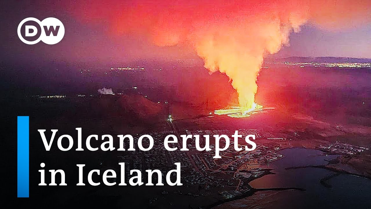 Volcano eruption in Iceland threatens nearby Grindavik | DW News - The ...